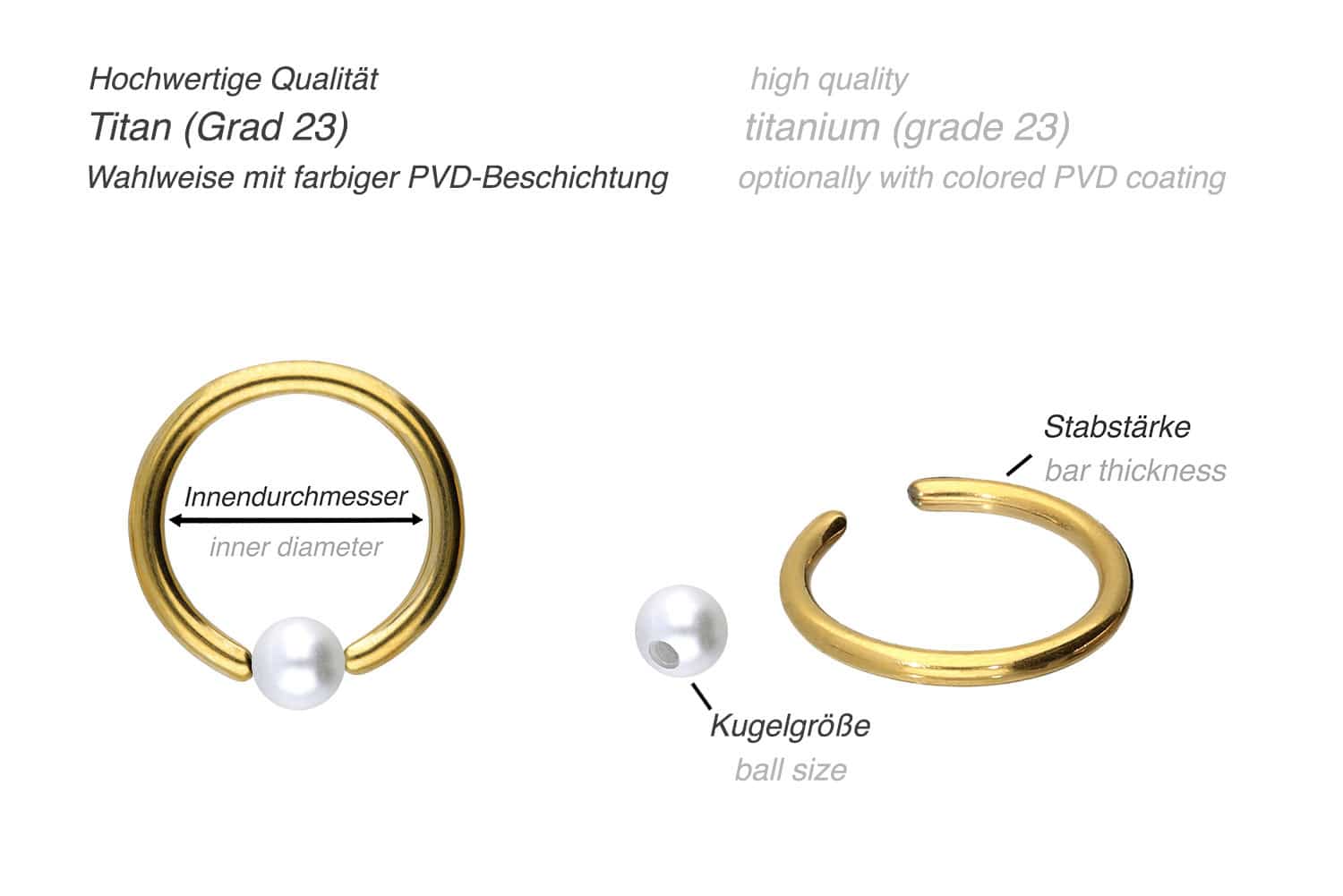 Titanium ball closure ring SYNTHETIC PEARL | PIERCINGLINE